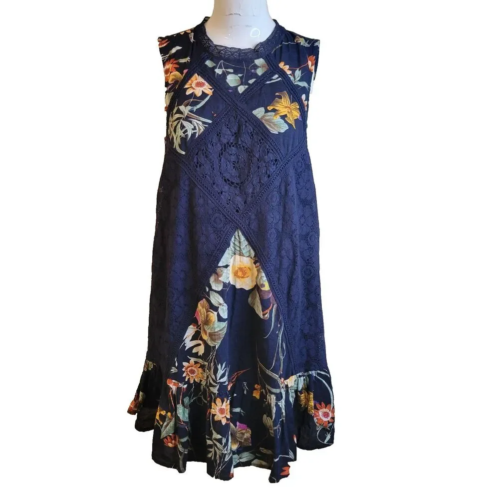 Umgee | Dresses | Umgee Usa Small Dress Tunic Flower Open Back Button ...